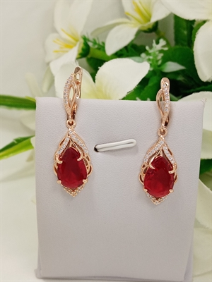 Ювелирная бижутерия под золото - Серьги "Рубиновая королева"